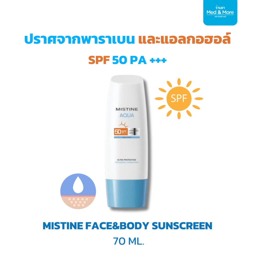 MISTINE AQUA BASE ULTRA PROTECTION HYDRATING FACE&BODY SUNSCREEN SPF50 ...
