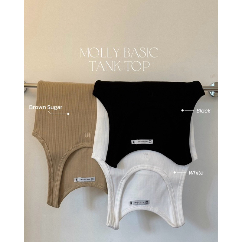 Molly Basic Tank Top | เสื้อกล้าม ผ้าร่อง ปักโลโก้ | Shopee Thailand