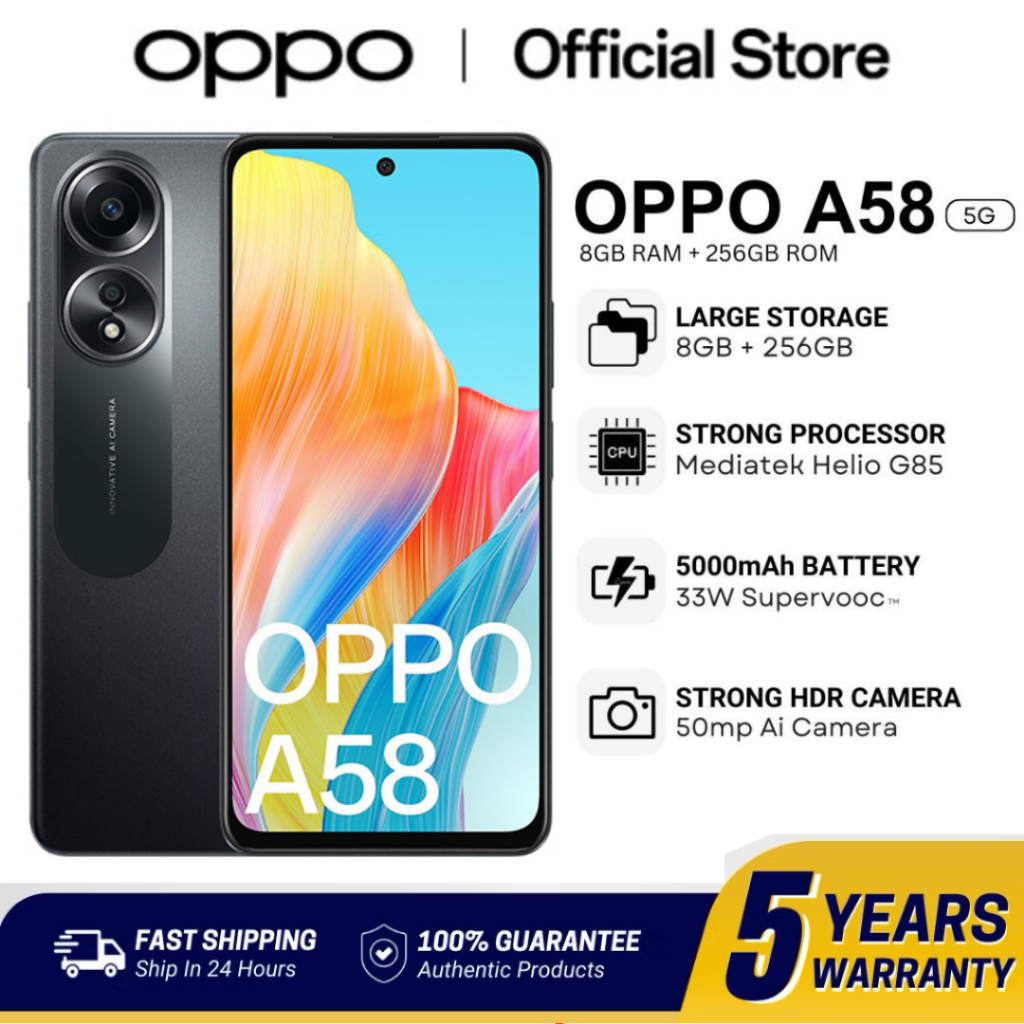 【ส่วนลด】OPPO A58 Ram 8GB Rom 256GB หน้าจอ 6.72นิ้ว กล้อง 50MP+2MP ...