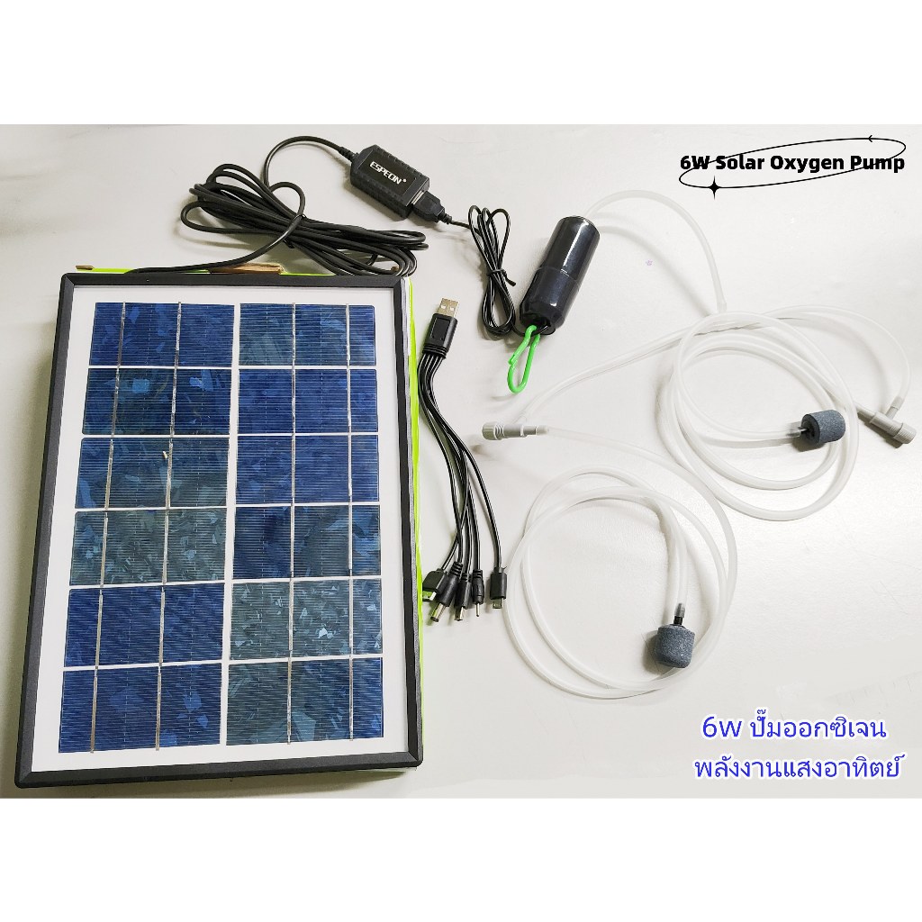 Solar Panel 6W ออกซิเจน 2 Port ปั๊มลม ตู้ปลาและอุปกรณ์เสริม USB พลังงาน ...