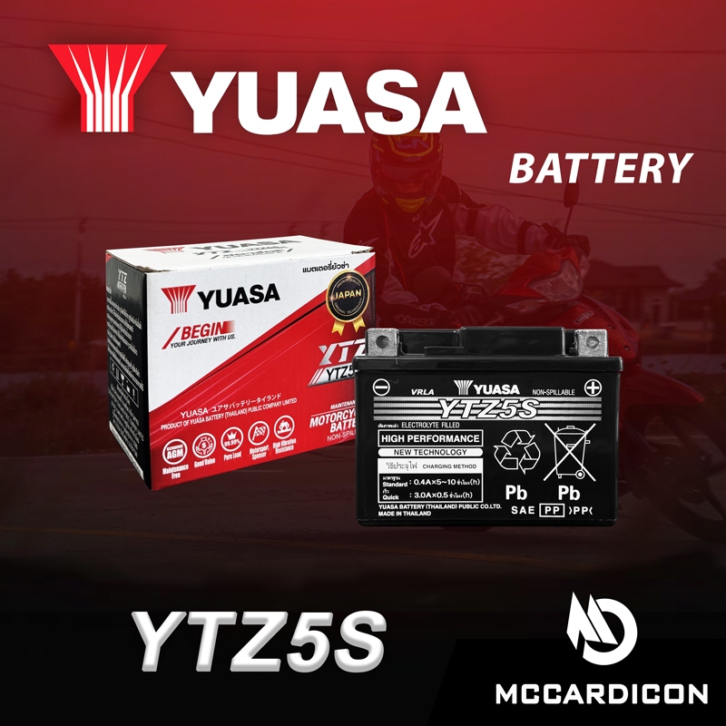 แบตเตอรี่แห้งพร้อมใช้งาน ยัวซ่า (Yuasa) YTZ5S สำหรับ Click110, Wave110 ...