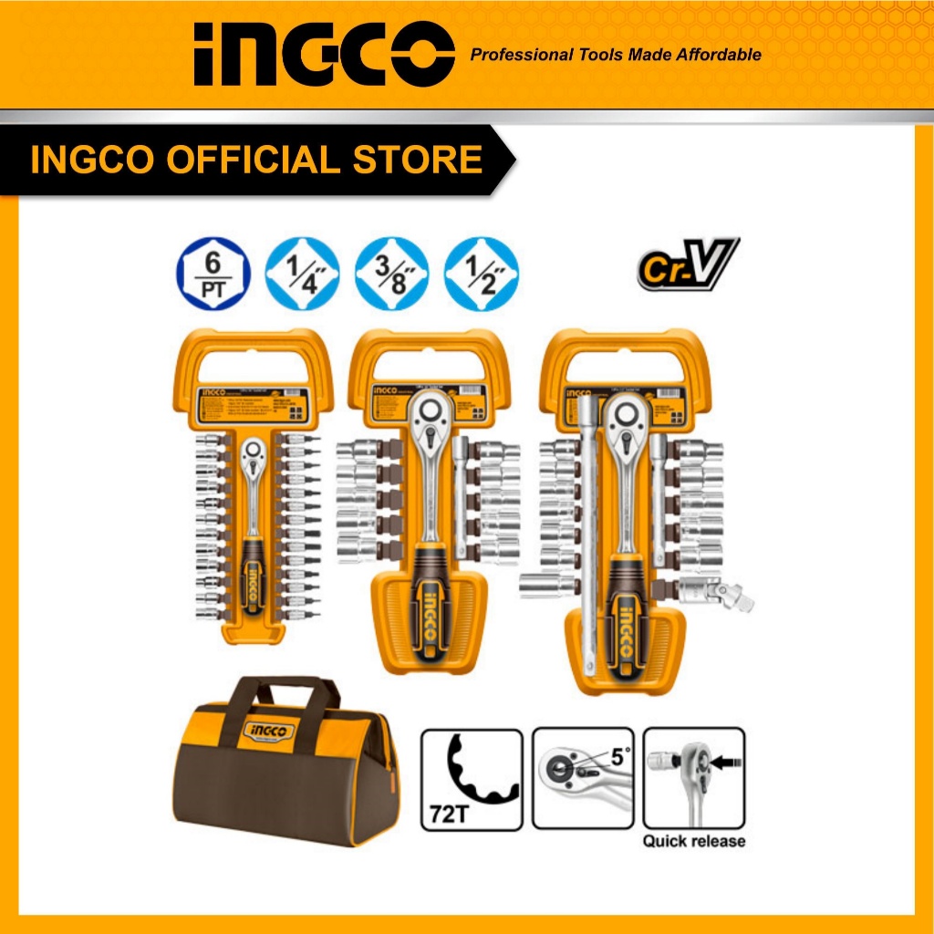 INGCO Combo Set ชุดลูกบล็อค + ด้ามบล็อค COS23092 | Shopee Thailand