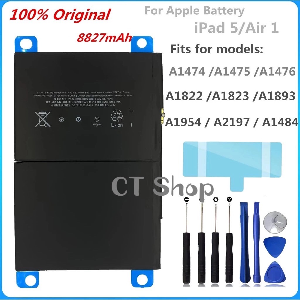 ต้นฉบับ iPad 5/Air 1เปลี่ยนแบตเตอรี่ เหมาะสำหรับA1474/A1475/A1476/A1822 ...
