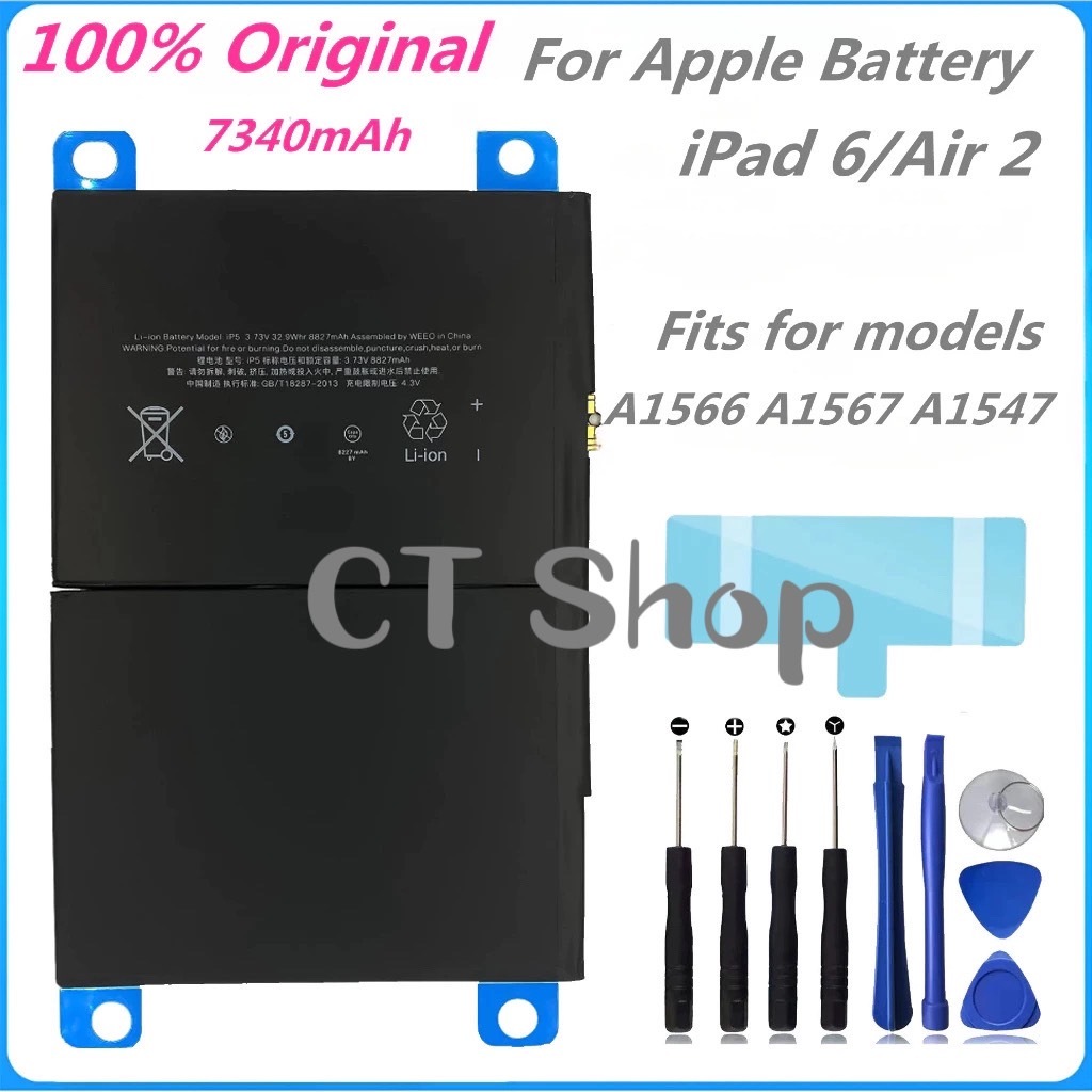 แบตเตอรี่ของแท้เหมาะสำหรับ iPad 6/Air 2 A1566, A1567, A1547 แทนที่ ...