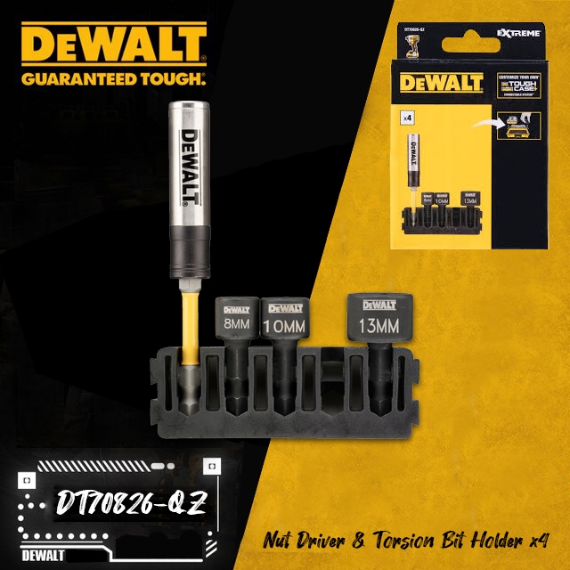 DeWALT DT70826-QZ 4ดอกต่อ1ชุด ชุดก้านต่อหัวบ๊อกซ์ (เบอร์ 8, 10, 12) และ ...