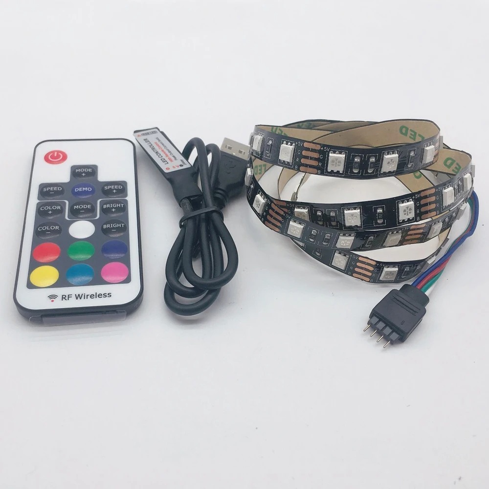 USB Strip LED Light PC 5 V RGB 5050 5 V 1 M 60Led/M USB 3 Mini 17 key ...