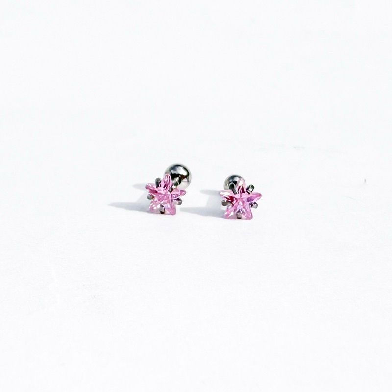 จิวต่างหูเกาหลี More Than Piercing: A248 Mini Pink Star | Shopee Thailand