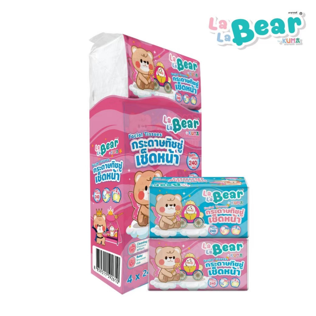 Lala Bearทิชชู่เช็ดหน้า 240 แผ่น : 1 แพค (4 ห่อ) | Shopee Thailand