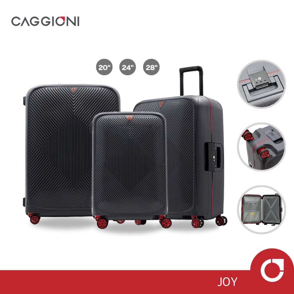 CAGGIONI กระเป๋าเดินทางแบบโครง รุ่นจอย (Joy Frame) C20021 : สีเทาดำ | Shopee Thailand
