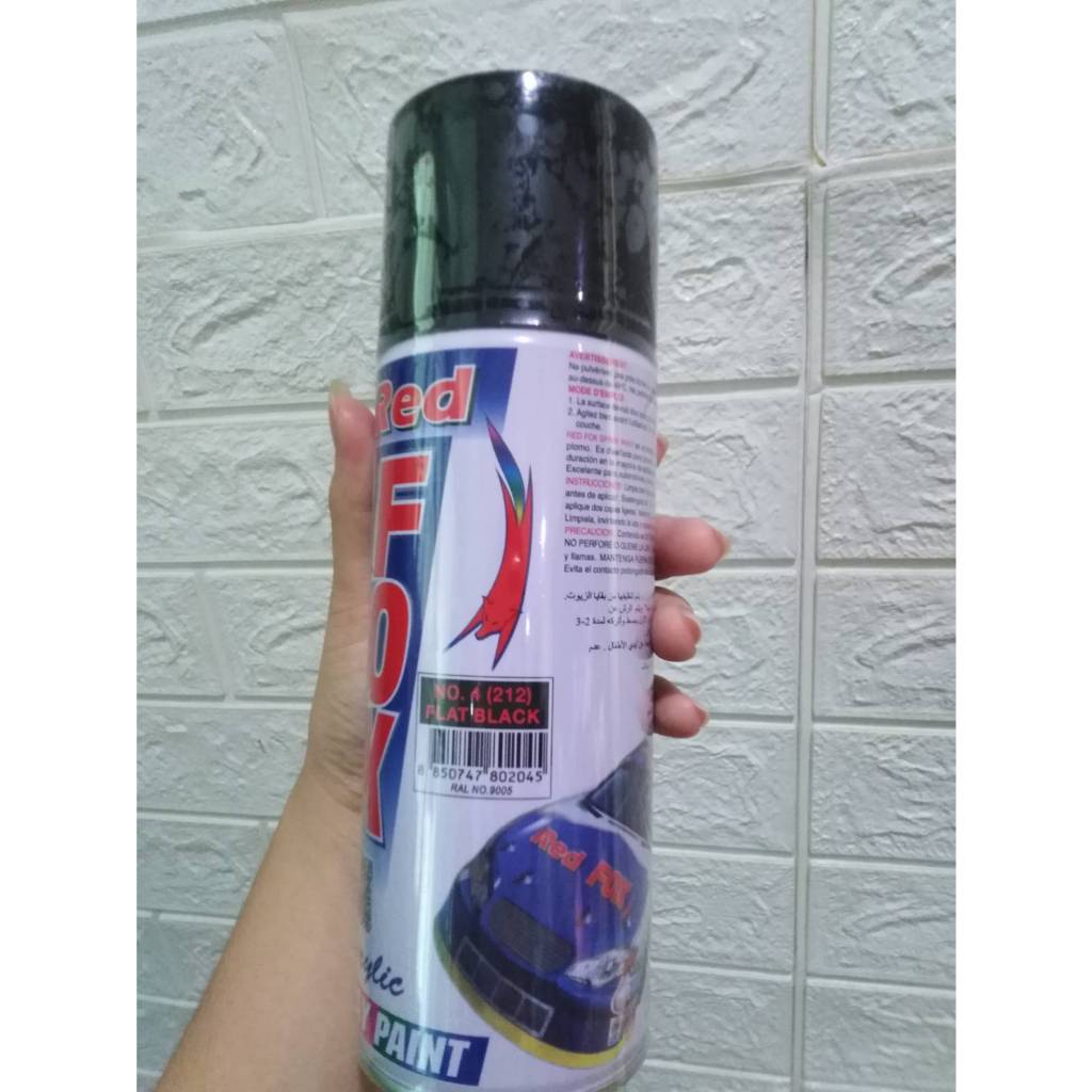 Red Fox สีสเปรย์อะครีลิค (สีดำ 1 กระป๋อง) 100% 400ccสเปรย์ สีกระป๋อง สี ...