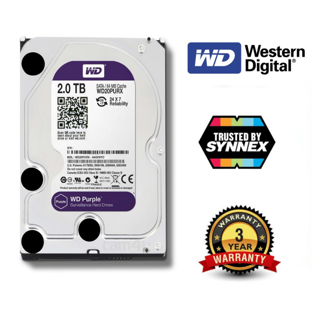 HDD CCTV WD 2TB รับประกันของ SYNNEX | Shopee Thailand