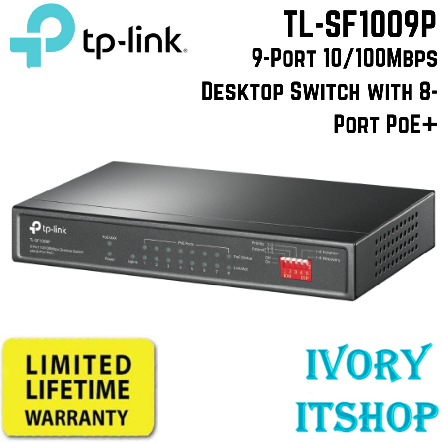TP-LINK TL-SF1009P 9-Port 10/100Mbps Switch with 8-Port PoE+ | Shopee Thailand
