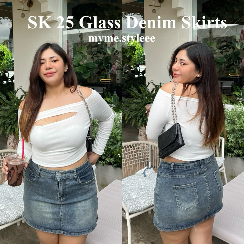 *พร้อมส่ง* SK25 Glass Denim - กระโปรงยีนส์สาวอวบ -myme.styleee | Shopee Thailand