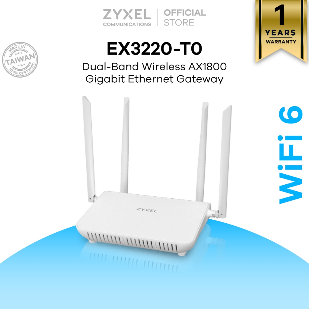ZYXEL EX3220-T0 Dual-Band Wireless AX1800 Gigabit Ethernet Gateway ...