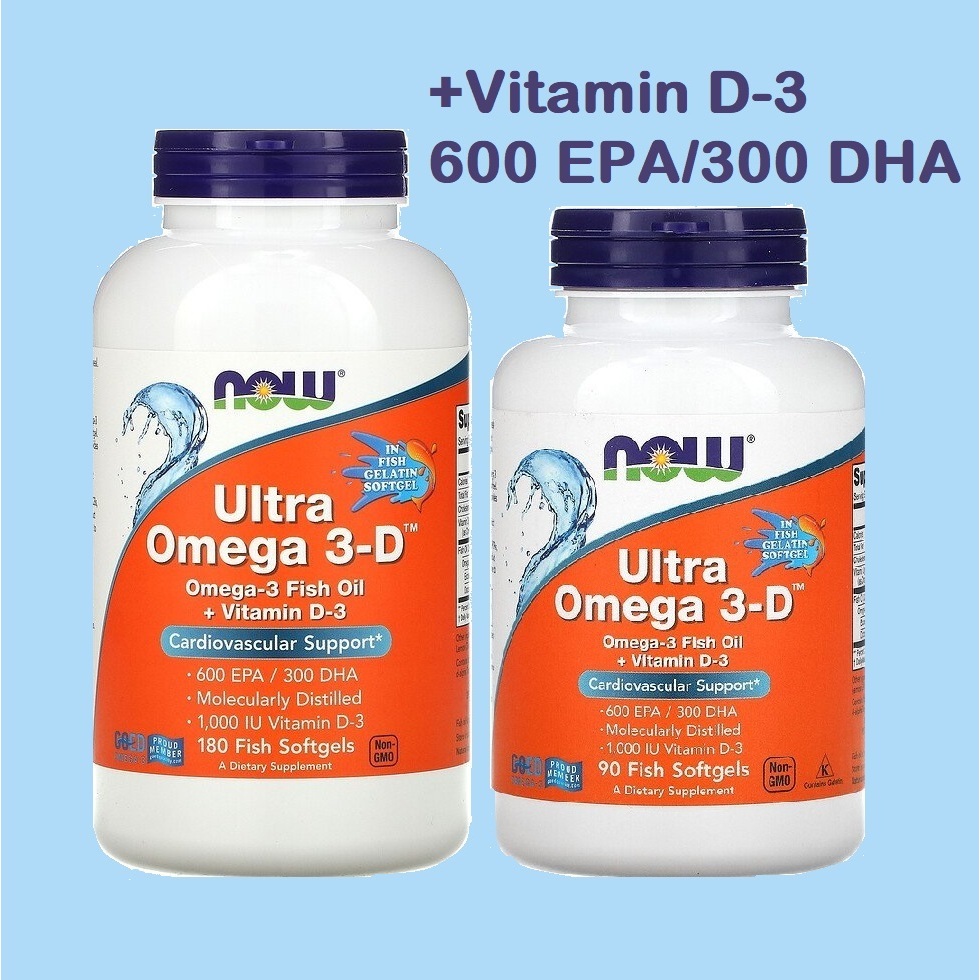 Now Foods, Ultra Omega 3-D, 600 EPA / 300 DHA ,1,000 IU Vitamin D-3 ...