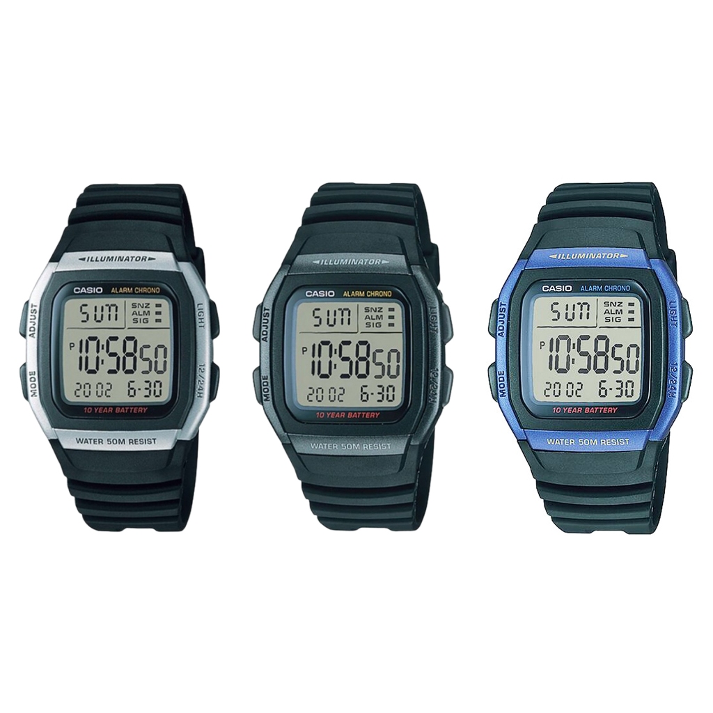 Casio Standard นาฬิกาข้อมือผู้ชาย สายเรซิ่น รุ่น W-96H(W-96H-1A,W-96H-1B,W-96H-2A) | Shopee Thailand