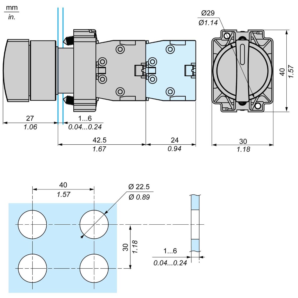 Schneider สวิตซ์ซีเลคเตอร์ XB2BD21C แบบมาตรฐาน 2ตำแหน่ง กดค้าง 1NO ...