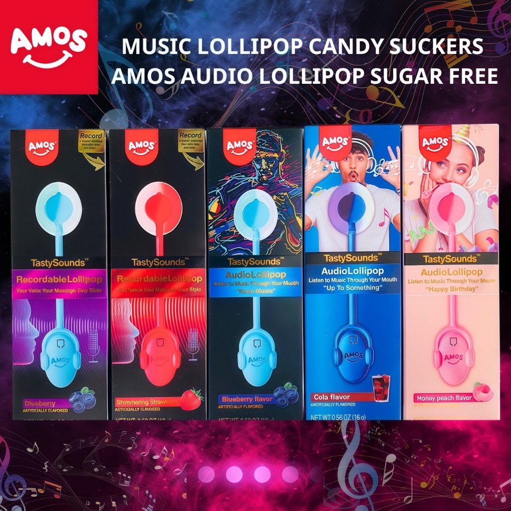 อมยิ้มมีเพลงแบบใหม่ นำเข้า🇺🇸 Music Lollipop Candy Suckers - AMOS Audio Lollipop Sugar Free - อม ...