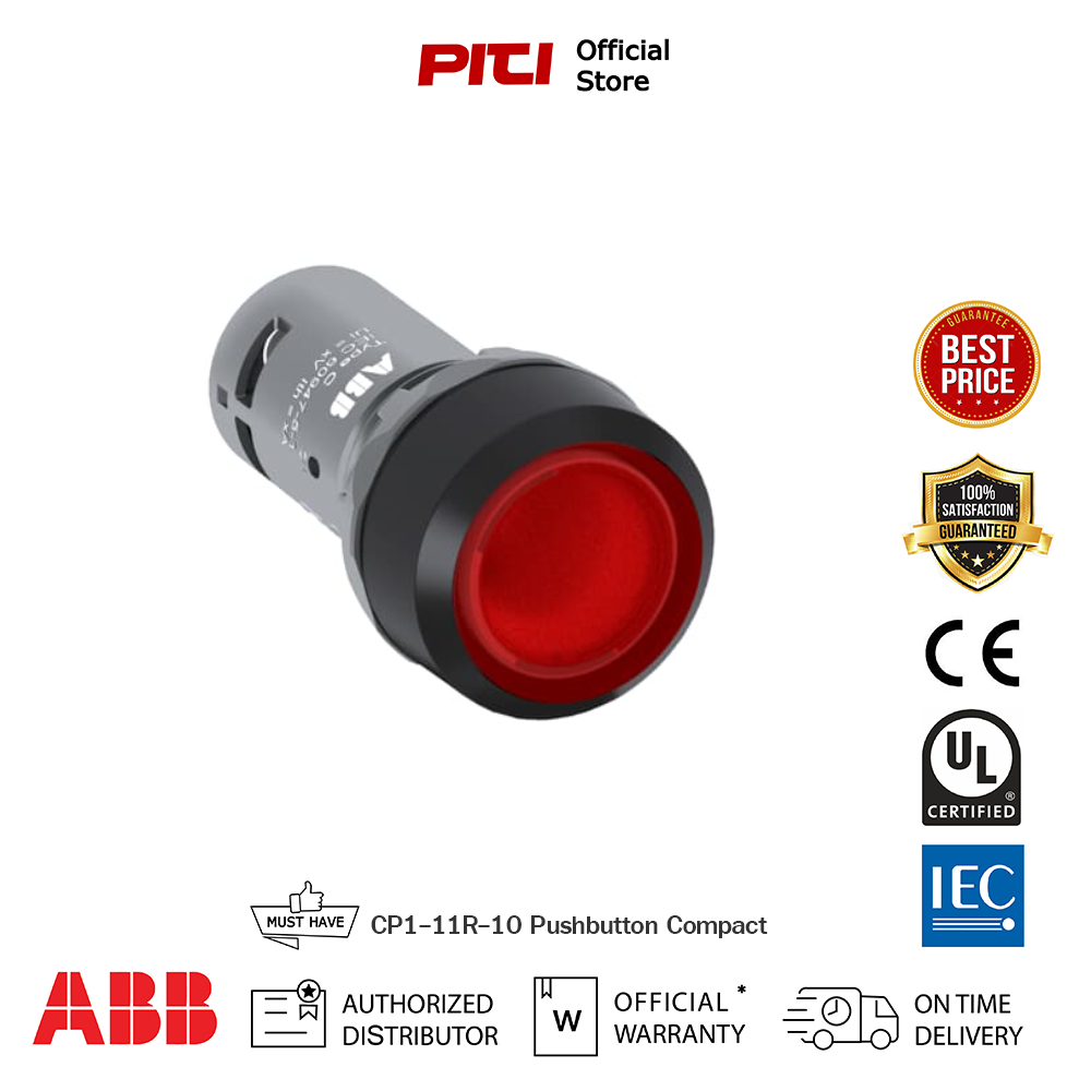 ABB CP1-11R-10 1NO 24VAC/DC Pushbuttons สวิตซ์ปุ่มกดแบบมีแลมป์ กดแล้วเด้องกลับ Compact Pilot ...