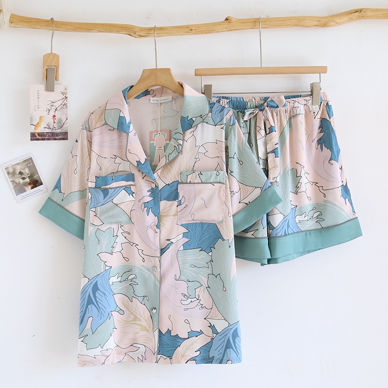 ชุดนอน Muslin pajamas Silk Satin (N3157 T3157 P3157 L3157) | Shopee ...
