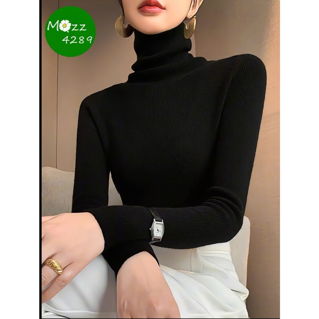 MQzz4289 (พร้อมส่ง) เสื้อกันหนาวแขนยาว คอเต่า แขนยาว เข้ารูป ผ้านิ่ม ...