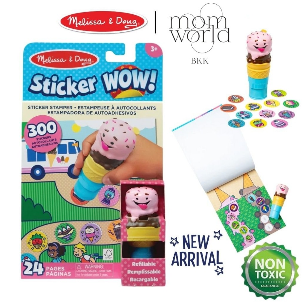 Melissa & Doug Sticker WOW! Activity Pad & Sticker Stamper Ice Cream ...