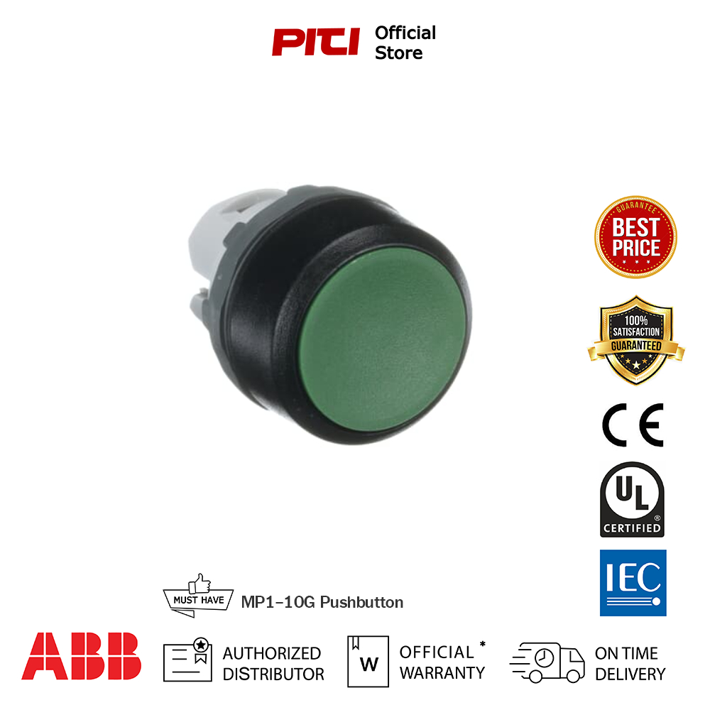 ABB MP1-10G Operator Pushbutton Head ส่วนหัวปุ่มกดแบบเรียบ กดเด้งกลับ Modular range Pilot ...