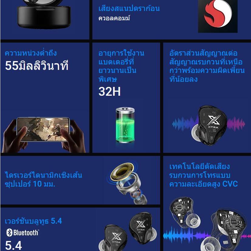 KZ Xtra หูฟัง หูฟังบลูทูธ ใช้ชิป Qualcomm QCC3091 aptx ไร้สายแบบแนบหู ...