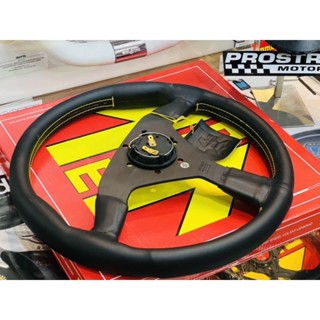 พวงมาลัย Momo Spoon Sport v35 ด้ายเหลือง ปั้มครบ ทุกจุด งานเทียบ งานดี ...