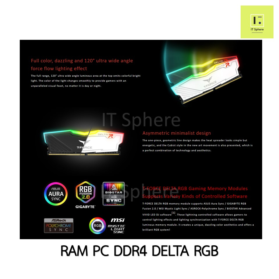 RAM DELTA RGB BLACK 16GB 32GB (8x2GB) (16x2GB) Bus 3200 3600 แรม PC ...