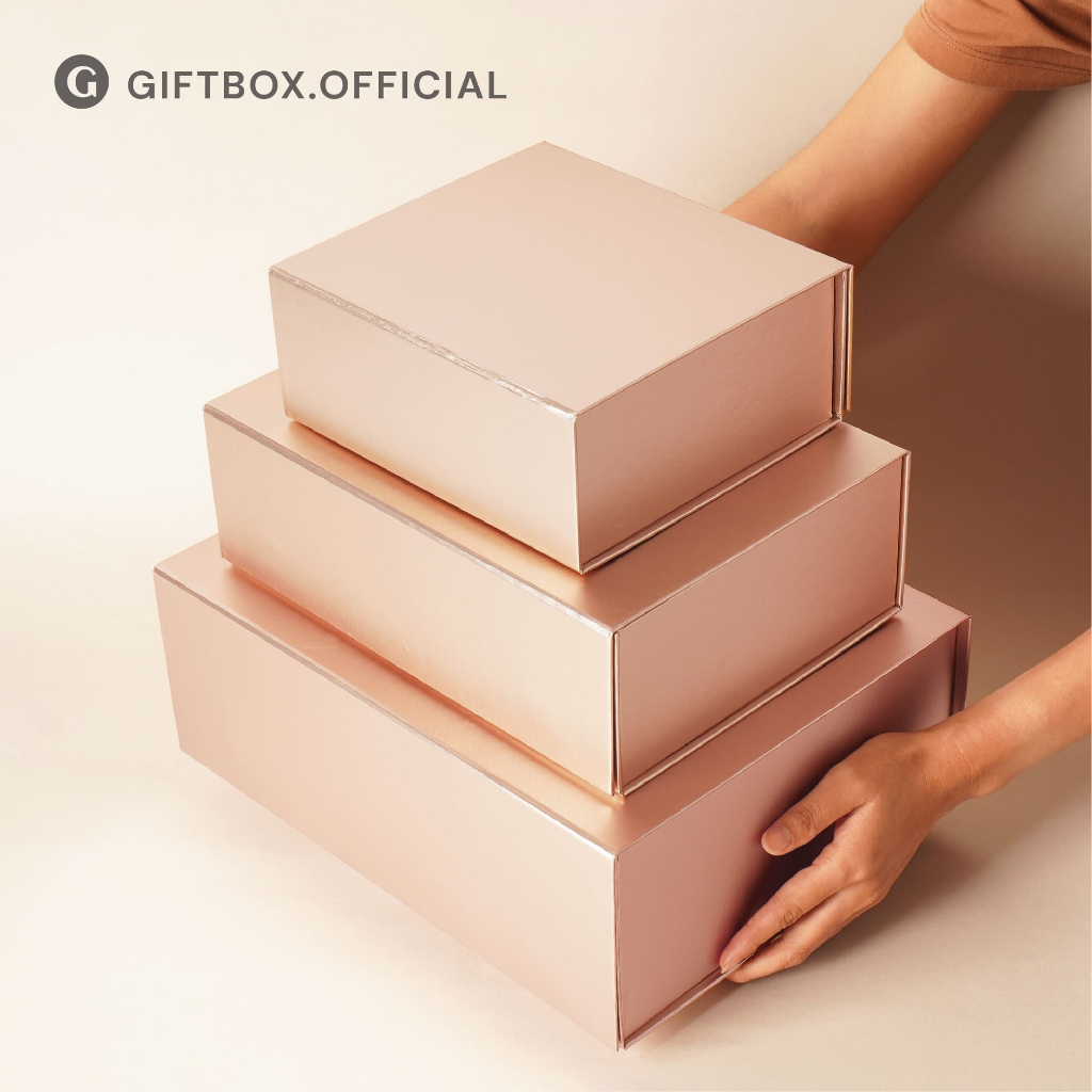 Gift box - Magnetic foldable box - Rose Gold กล่องแม่เหล็ก ของขวัญวัน ...