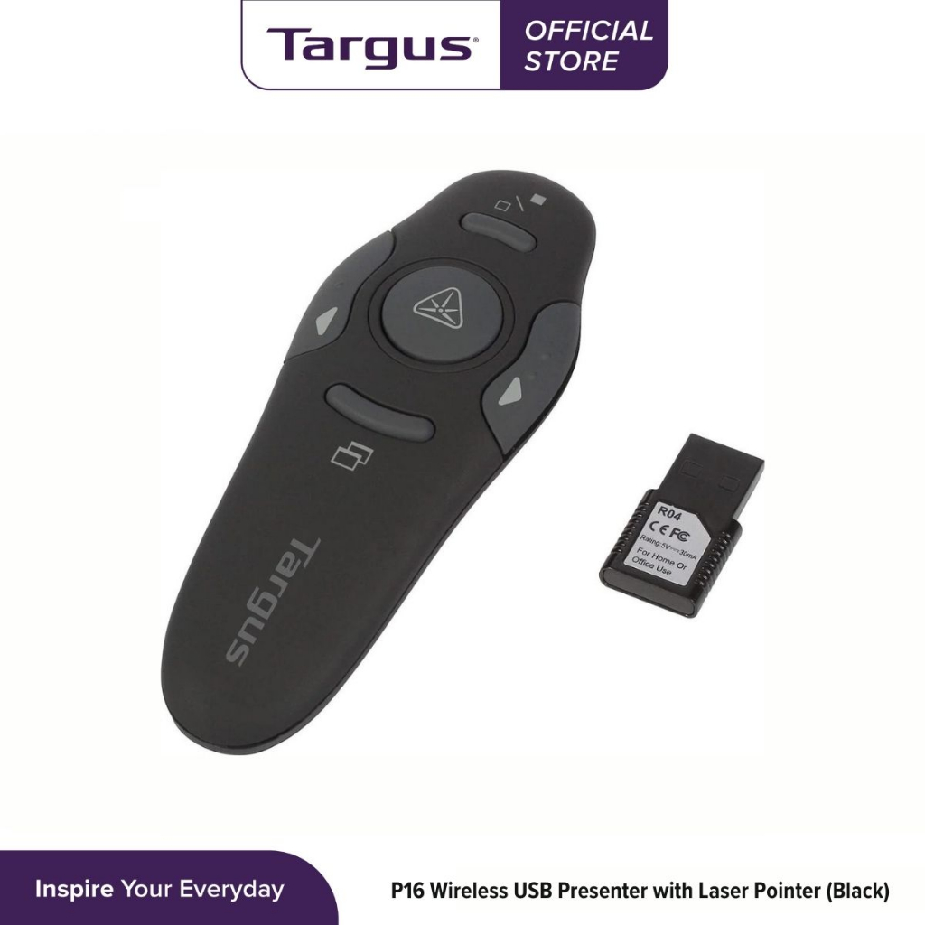 พรีเซนเตอร์ไร้สาย Targus P16 Wireless USB Presenter with Laser Pointer (Black) [AMP16AP ...
