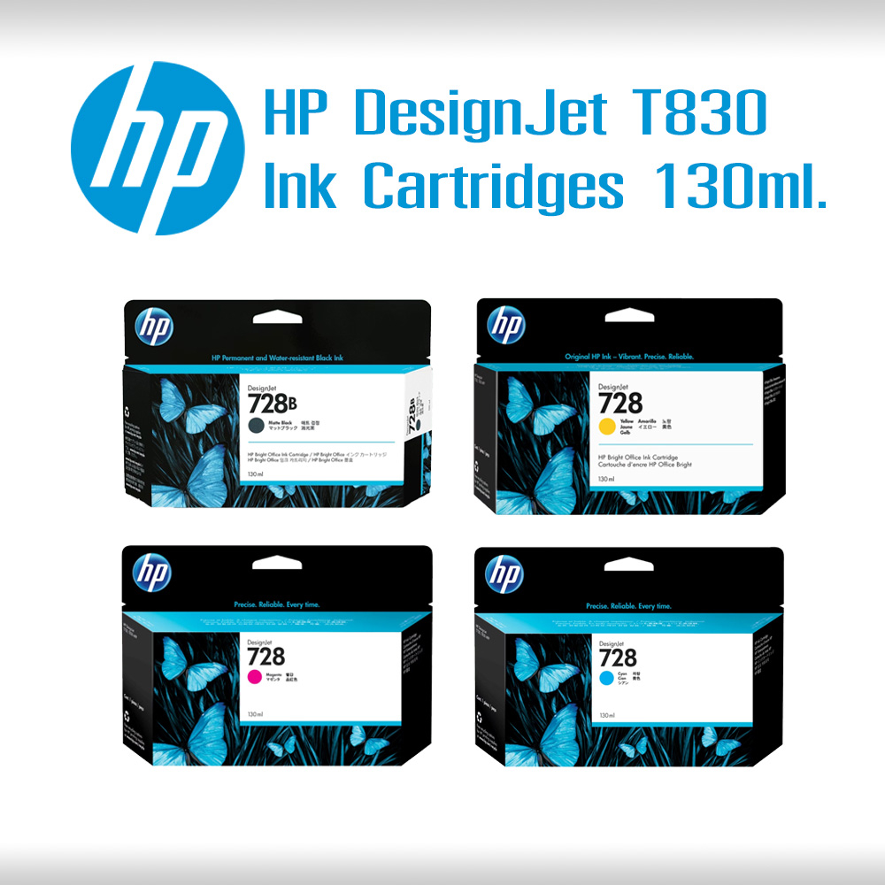 (รหัส HP 728) ตลับหมึกแท้ HP DESIGNJET T830 ขนาด 130ml. และ 300ml ...