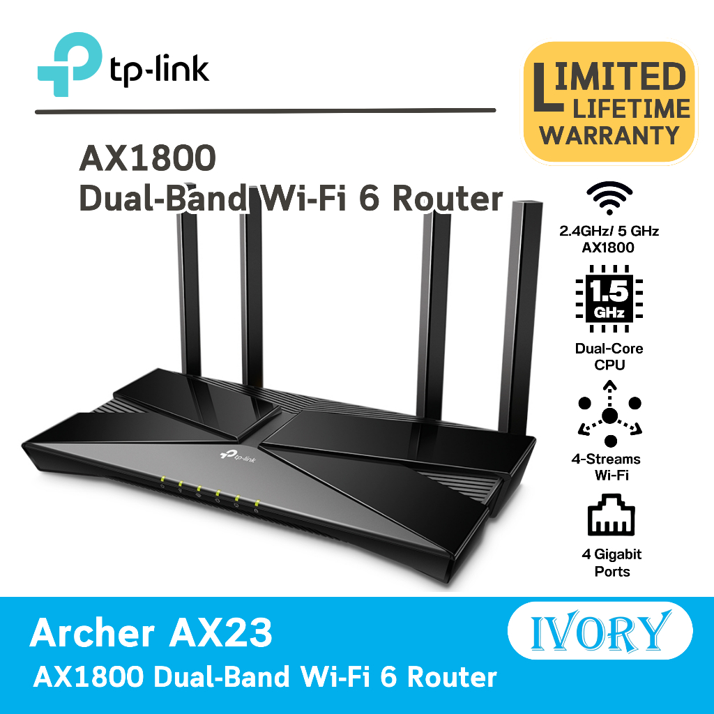 Archer AX23 AX1800 Dual-Band Wi-Fi 6 Router AX23/ivoryitshop | Shopee ...