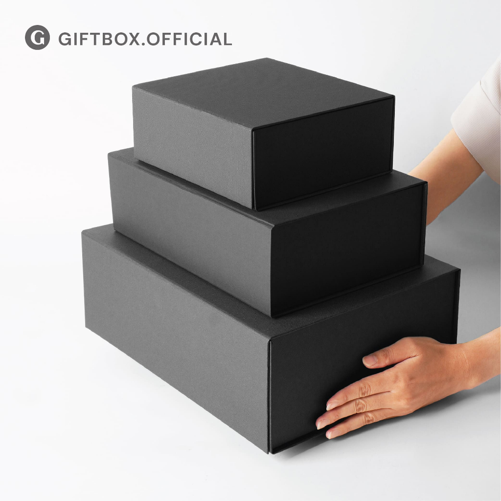 Gift box - Magnetic foldable box - Black กล่องพับได้ กล่องแม่เหล็ก ...