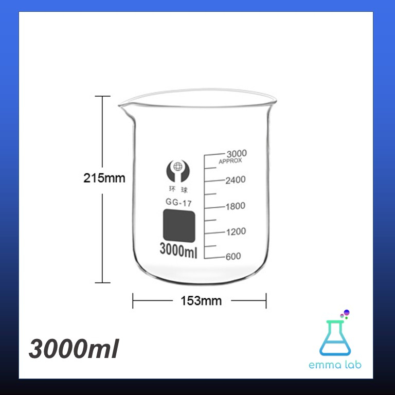 บีกเกอร์ แก้ว Glass Beaker Borosilicate Glass ขนาด 2000 3000 5000 ml ...
