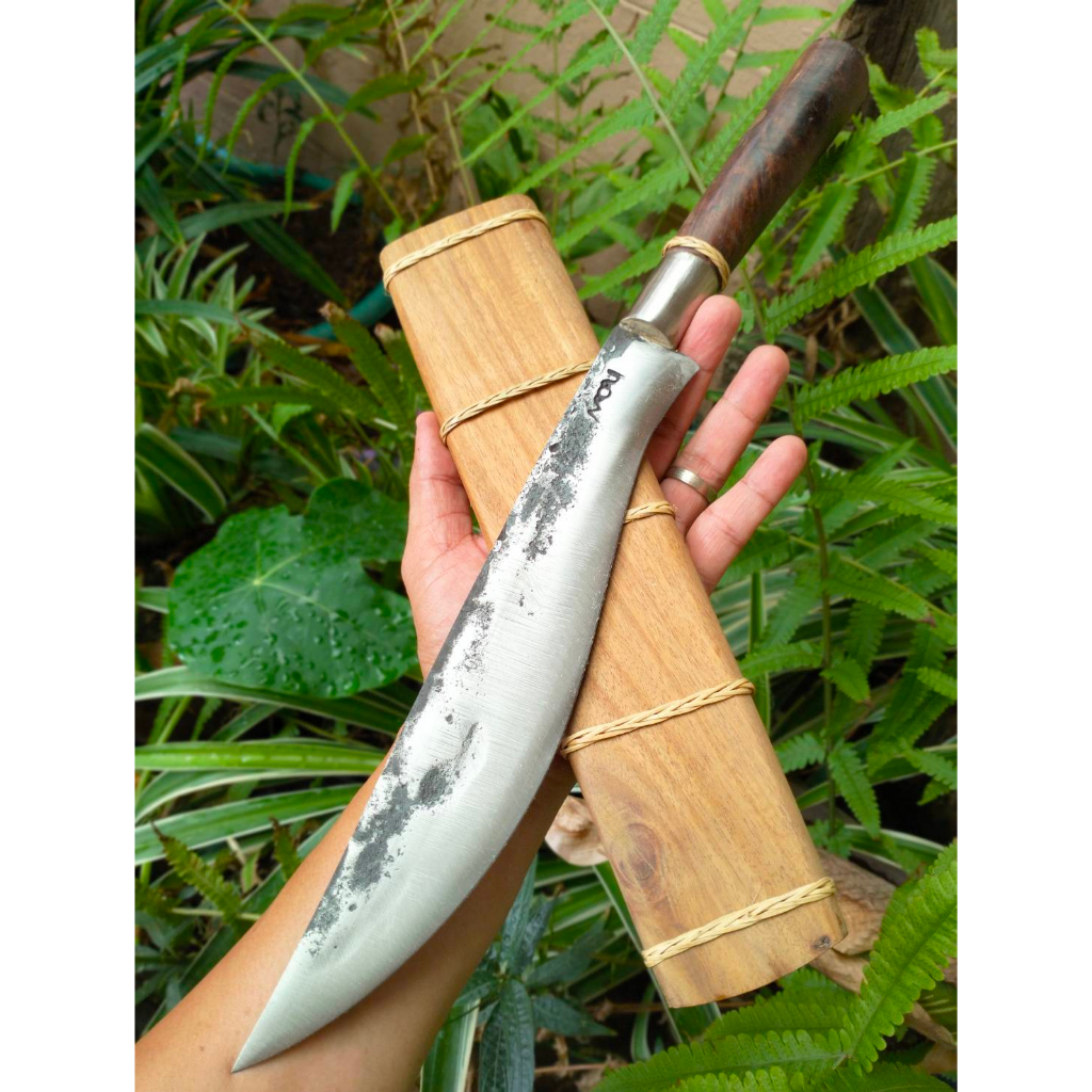 มีดเหน็บ อีเหน็บ E-Nep มีดเดินป่า มีดแคมป์ มีดสนาม 10.4” SUP9 ผิวไฟ ด้ามไม้สาธรฝักสัก คอกั่นมีด ...