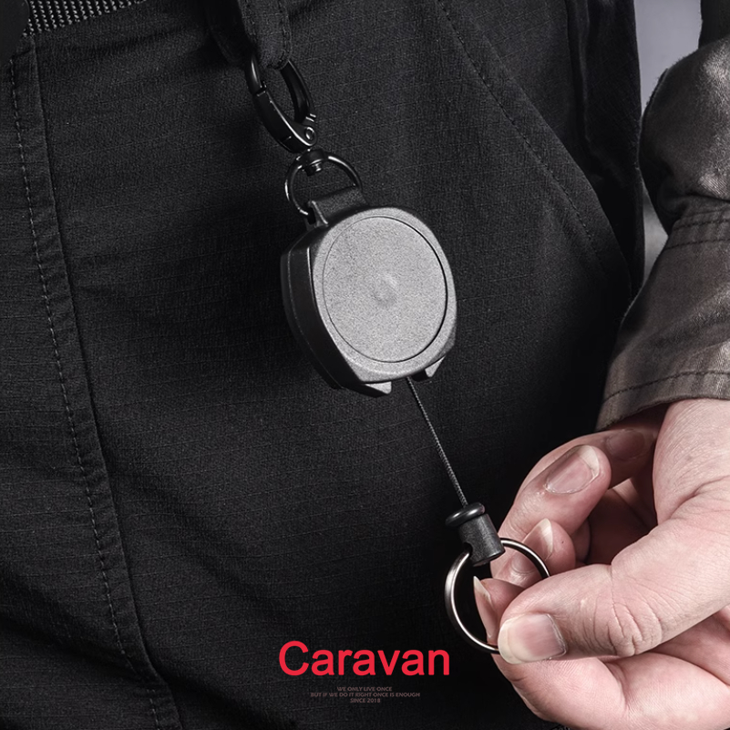 Caravan Crew Retractable key reel Key Chain Steel Cord Recoil Belt Key ...