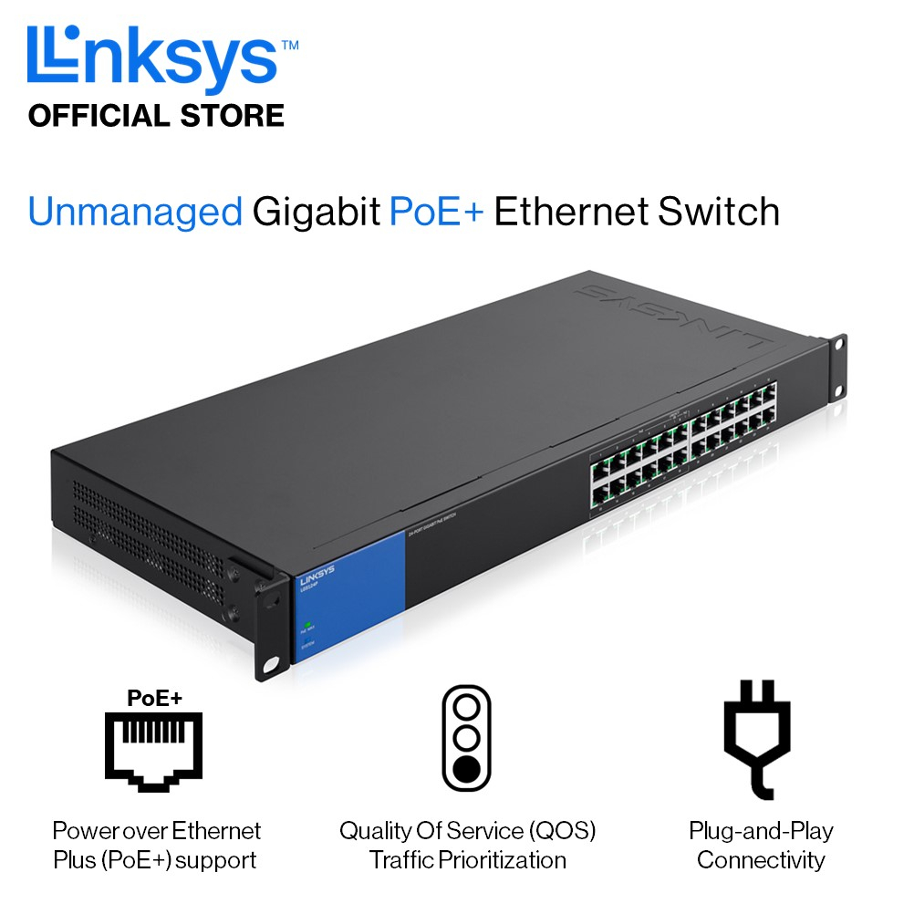Linksys LGS124P 24-Port Business Desktop Gigabit PoE+ Switch เน็ตเวิร์ค ...