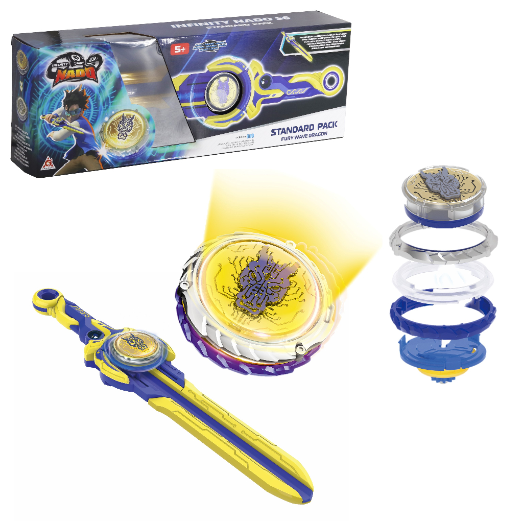 Infinity Nado 6 Standard Pack - Fury Wave Dragon ของเล่นนาโด้ดาบลูกข่าง ...