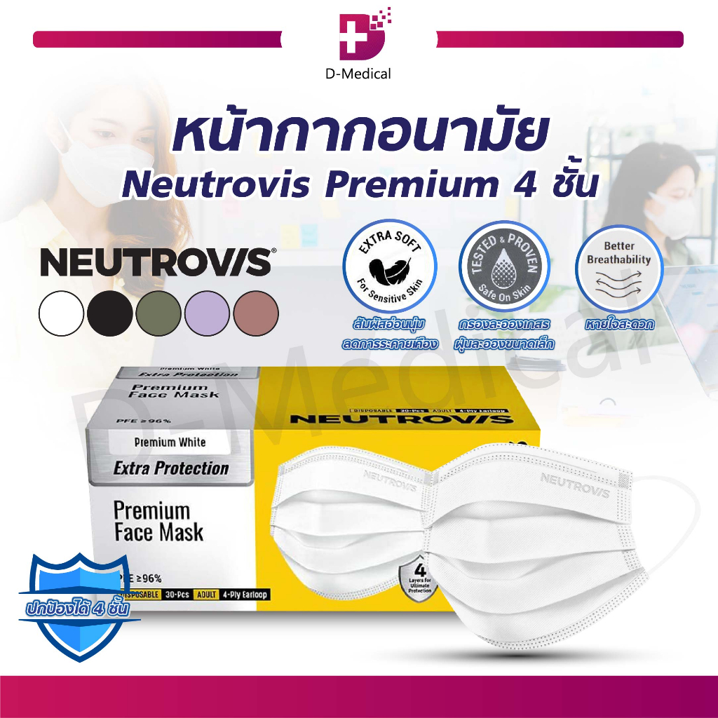 หน้ากากอนามัย Neutrovis Premium 4 ชั้น แมส พรีเมี่ยม หน้ากากทางการแพทย์ ...