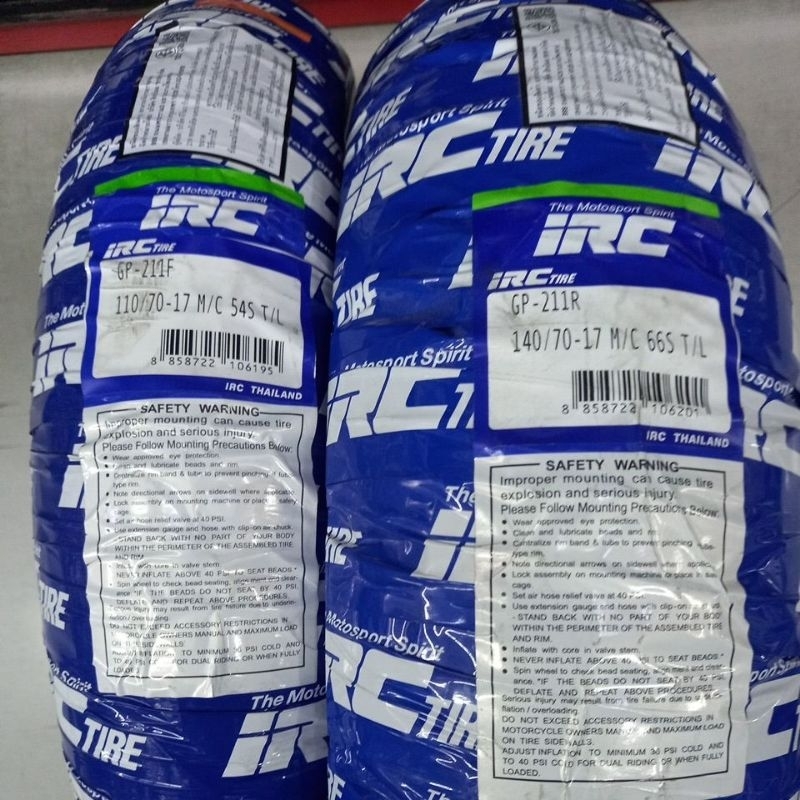 ยางนอก(IRC) ลายเดิมGP211 ยางหน้า 110/70-17+ยางหลัง 140/70-17 YAMAHA XSR ...