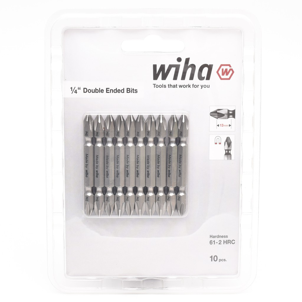 WIHA ดอกไขควง 2 หัว PH2 ยาว 65มม ปลายแม่เหล็ก มาตรฐานเยอรมัน Double ...