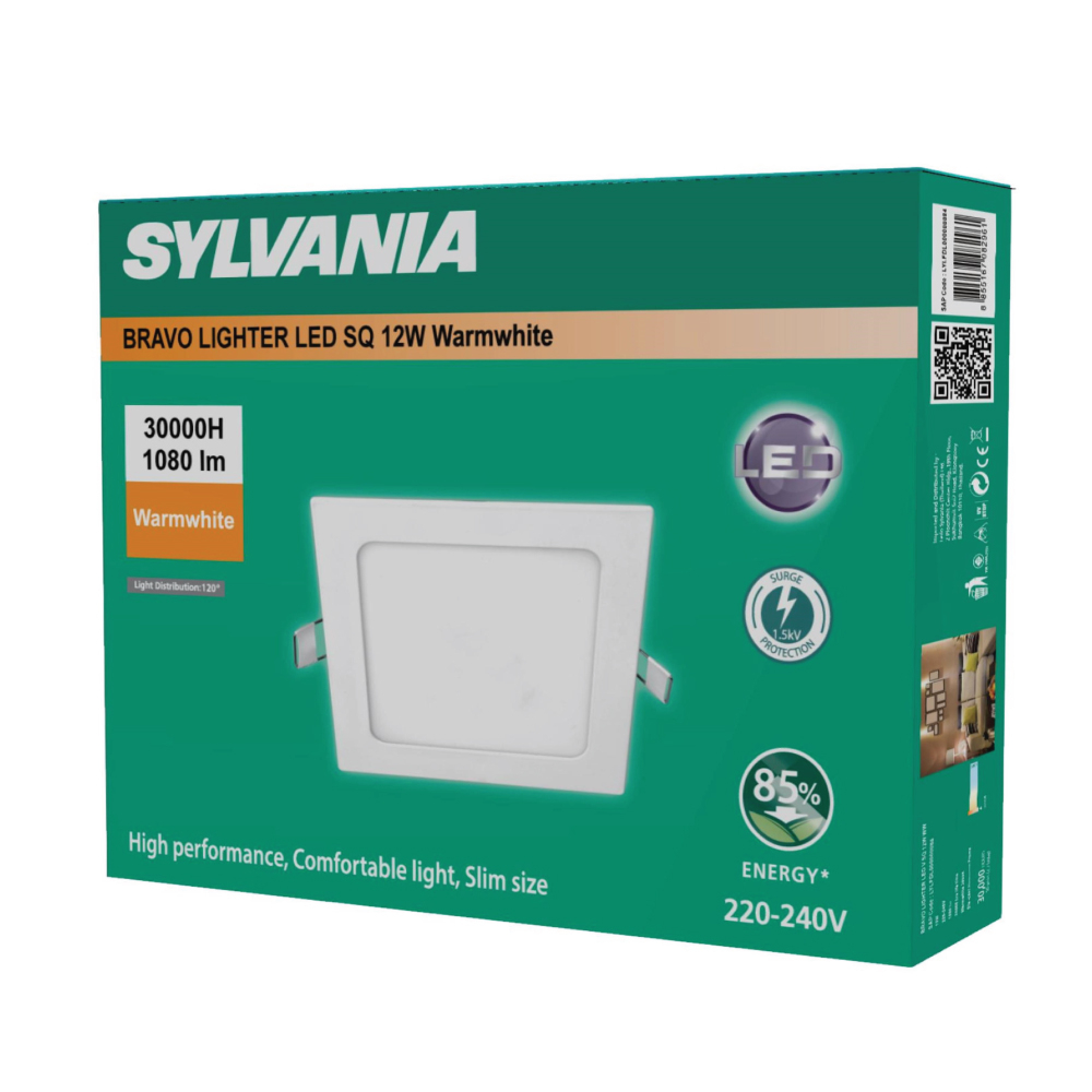 SYLVANIA ดาวน์ไลท์แบบฝังฝ้า รุ่น BRAVO LIGHTER LED V SQ 12W WW แสงวอร์ม ...