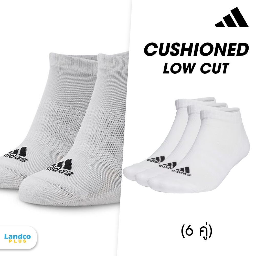 Adidas อาดิดาส ถุงเท้าสีขาว ถุงเท้าข้อสั้น (บรรจุแพ็คละ 6 คู่) Sock ...