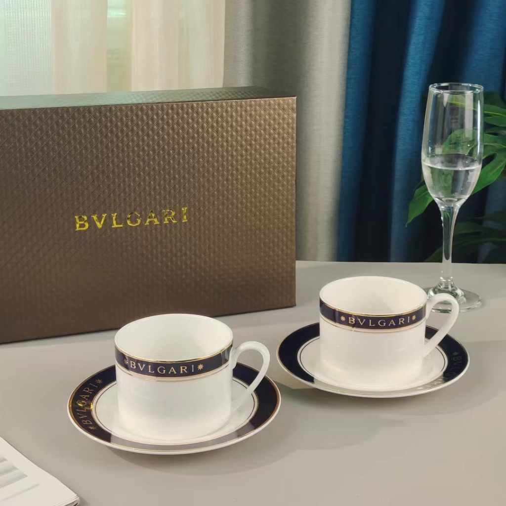 Bulgari light luxury bone China coffee cup European afternoon tea cup ...