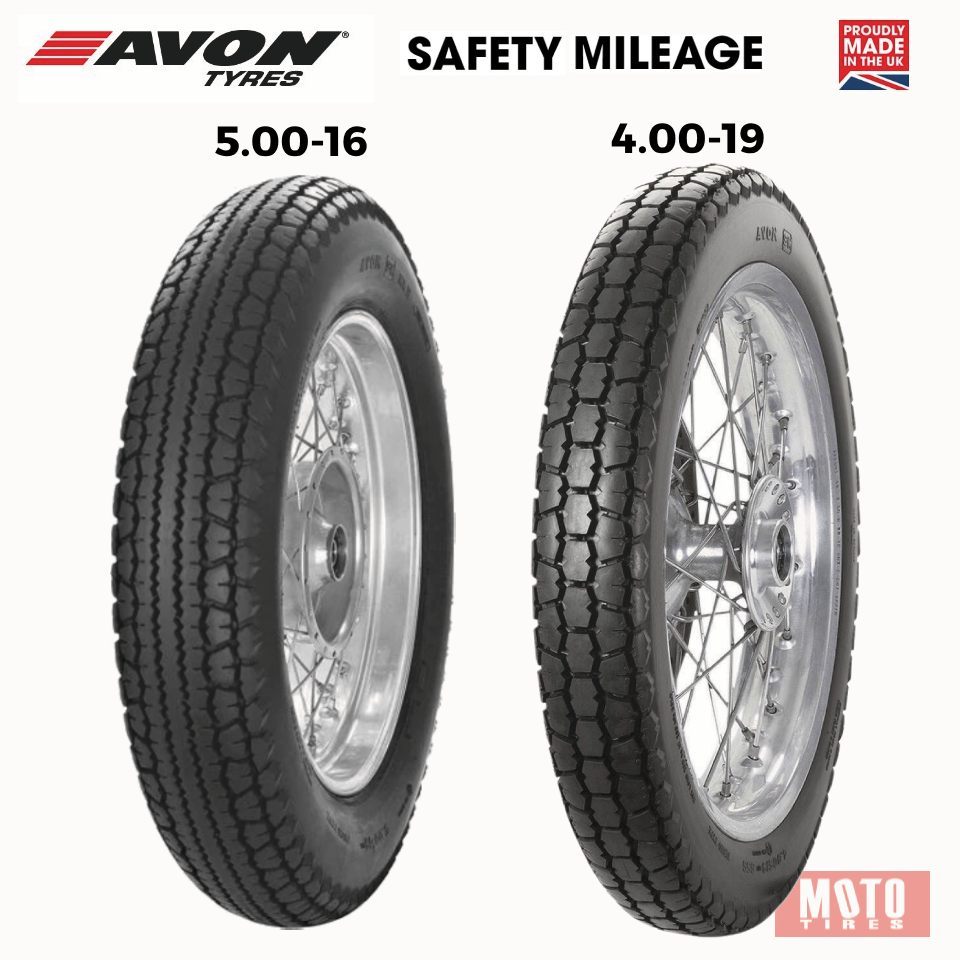 ยางมอเตอร์ไซค์ AVON MK II Safety MILEAGE (5.00-16 + 4.00-19) | Shopee Thailand
