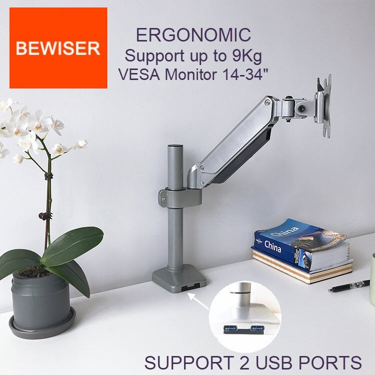 BEWISER DMA-400 ขาตั้งจอคอม มอนิเตอร์ VESA 14"-34"เสาสูง40ซม.แขนแก๊ส ...