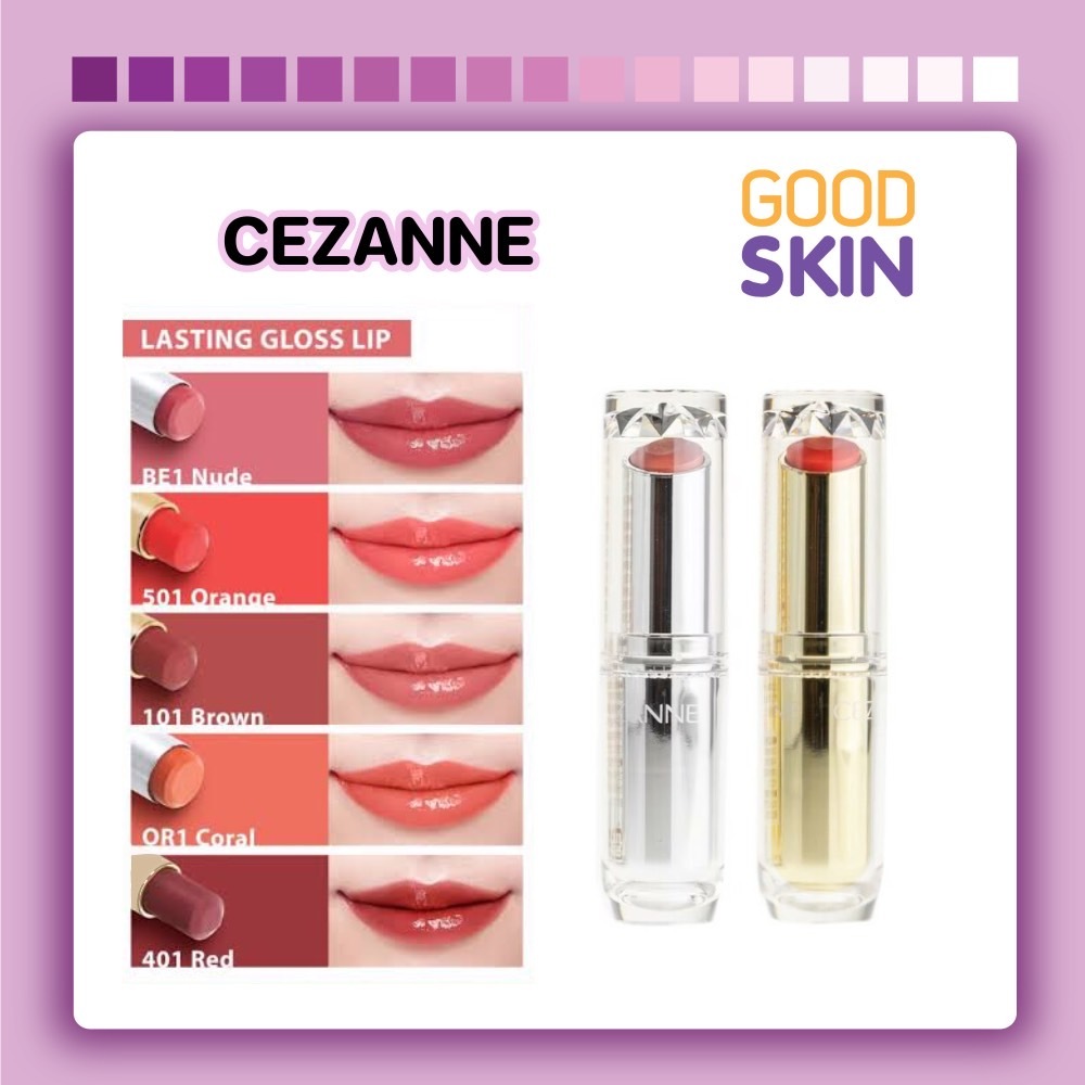 💜 พร้อมส่ง l แท้💯 💜CEZANNE Lasting Gloss Lip ลิปสติกเนื้อ Shine กึ่งครีม | Shopee Thailand