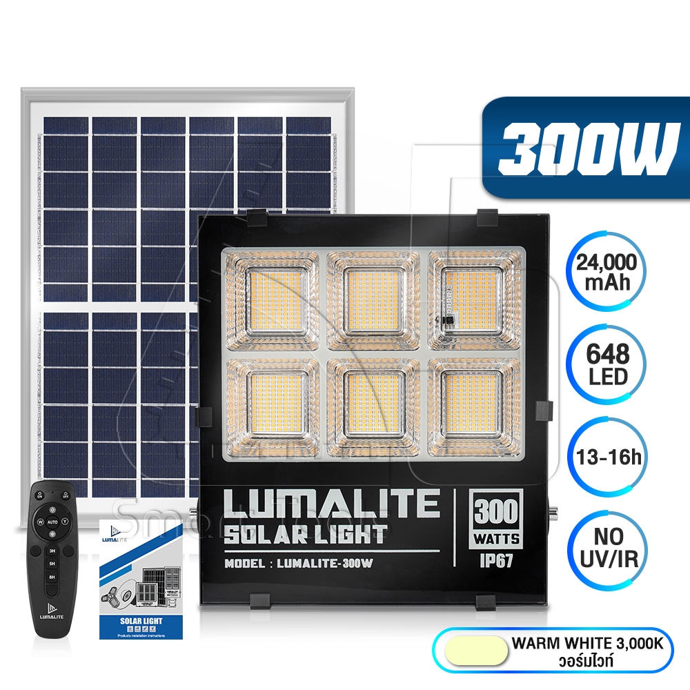 LUMALITE ไฟโซล่าเซลล์ ไฟสปอร์ตไลท์ 80/100/200/300/500/800/1200W สีขาว ...